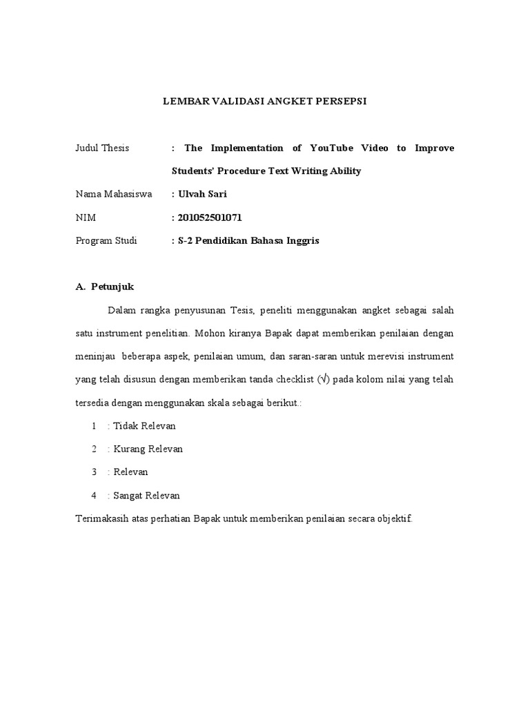 Lembar Validasi | PDF