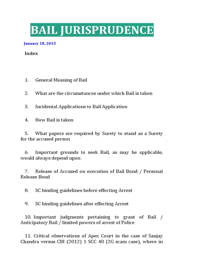 Bail Jurisprudence | PDF | Bail | Arrest