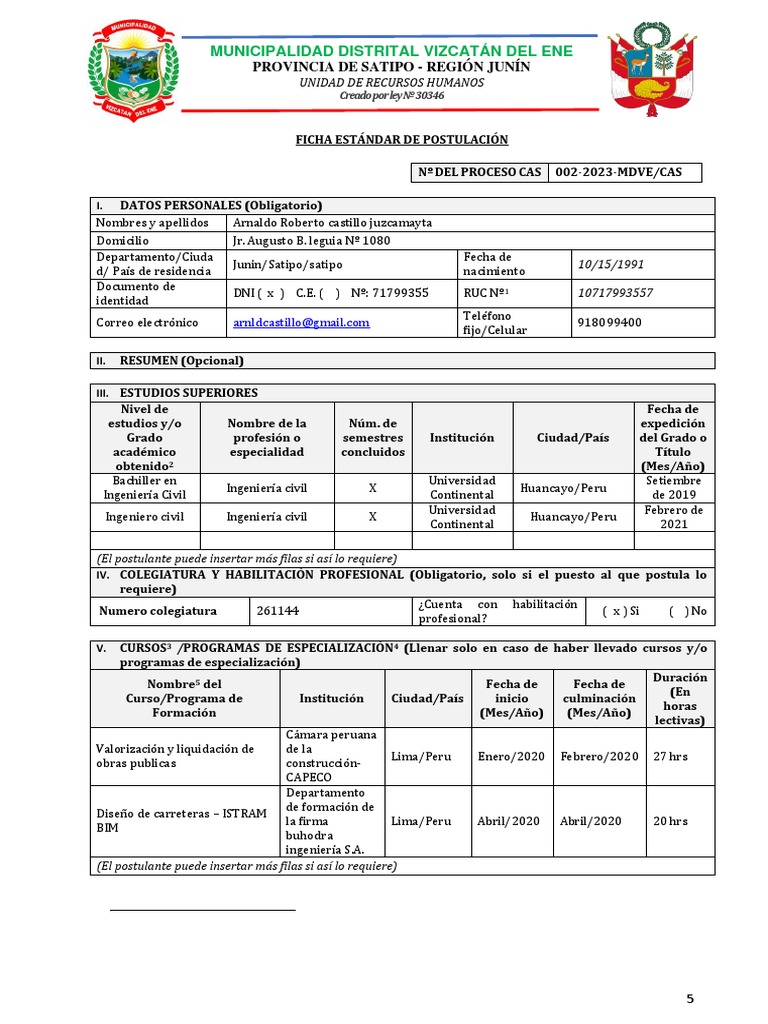 Ficha Estandar | PDF