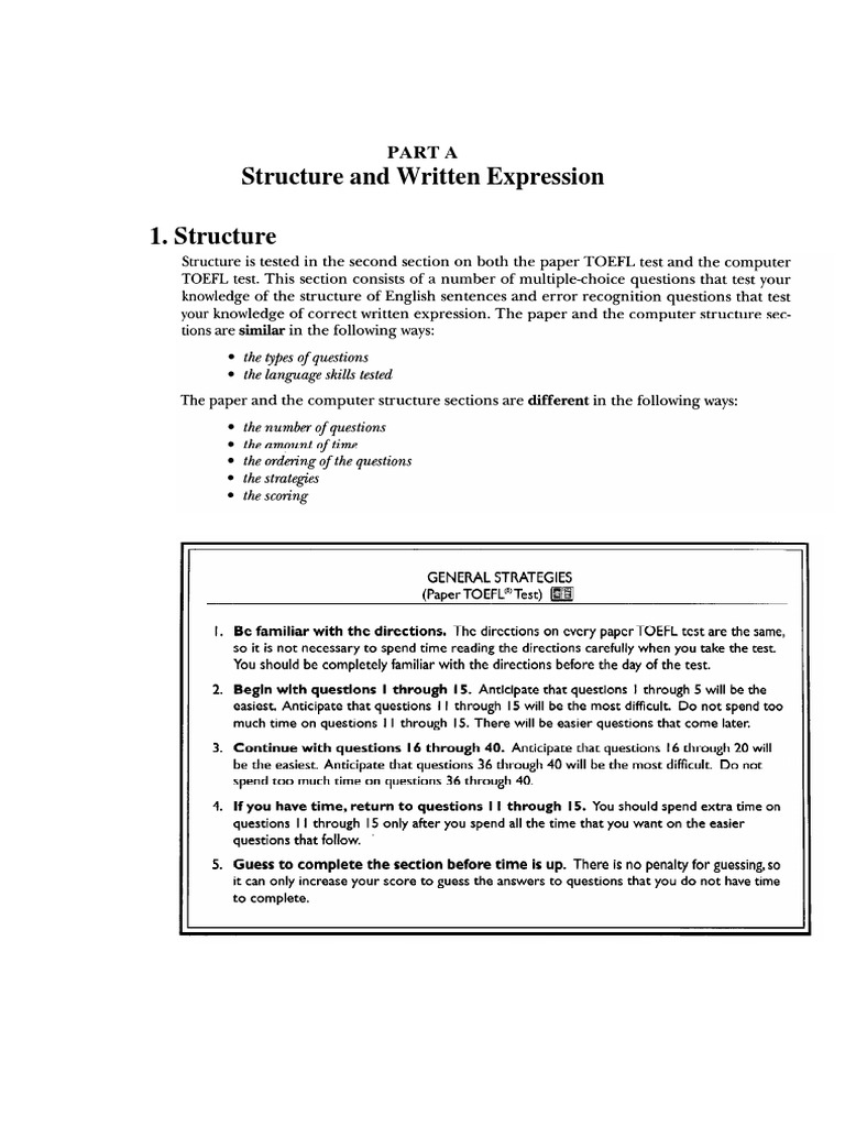Structure and Written Expression Guide | PDF