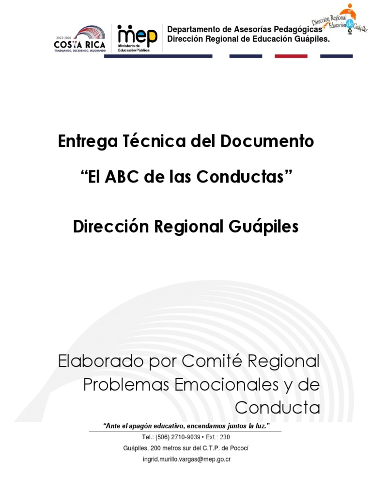 Guía del ABC de la Conducta Escolar | PDF | Comportamiento | Las emociones
