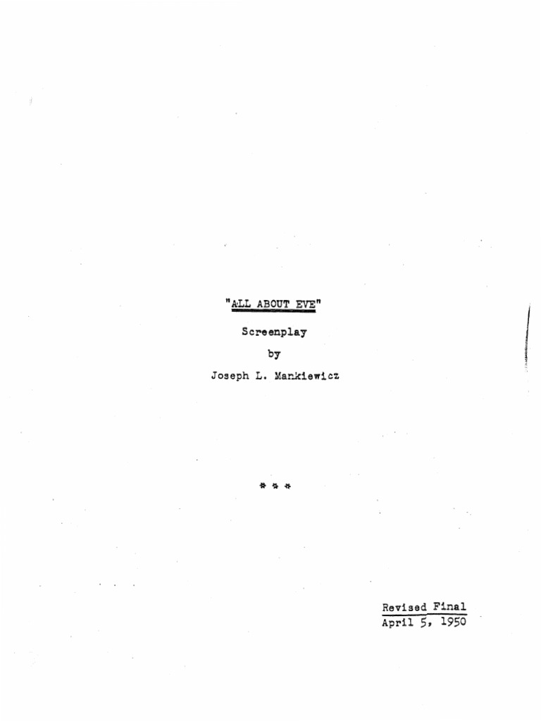 All About Eve Script PDF | PDF