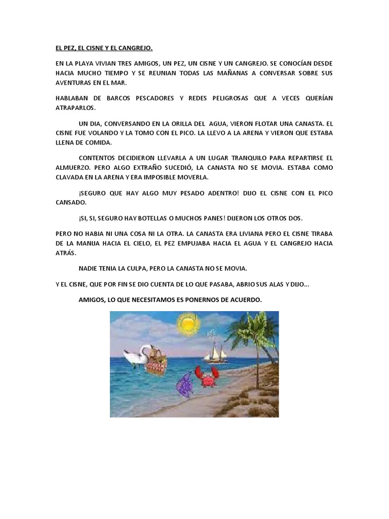 Fabula El Pez, El Cisne y El Cangrejo | PDF