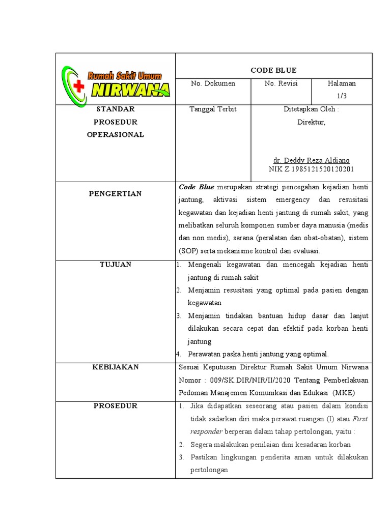 Prosedur Code Blue Rumah Sakit | PDF