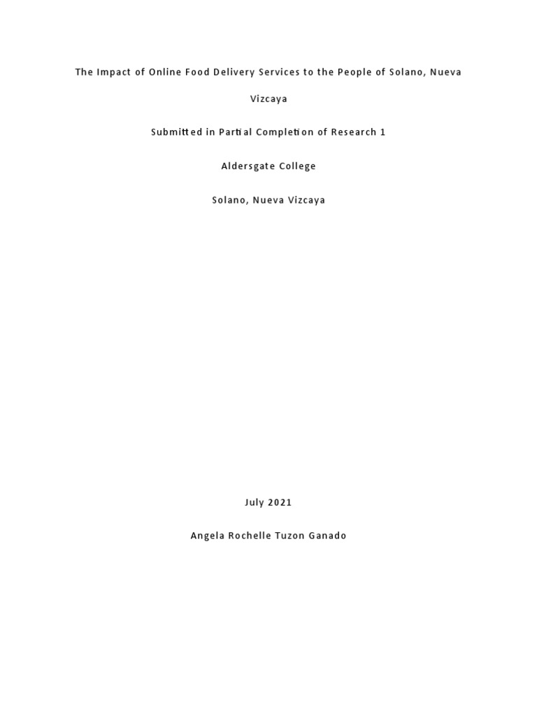 Food Delivery Service 1st Draft | PDF | E Commerce | Business