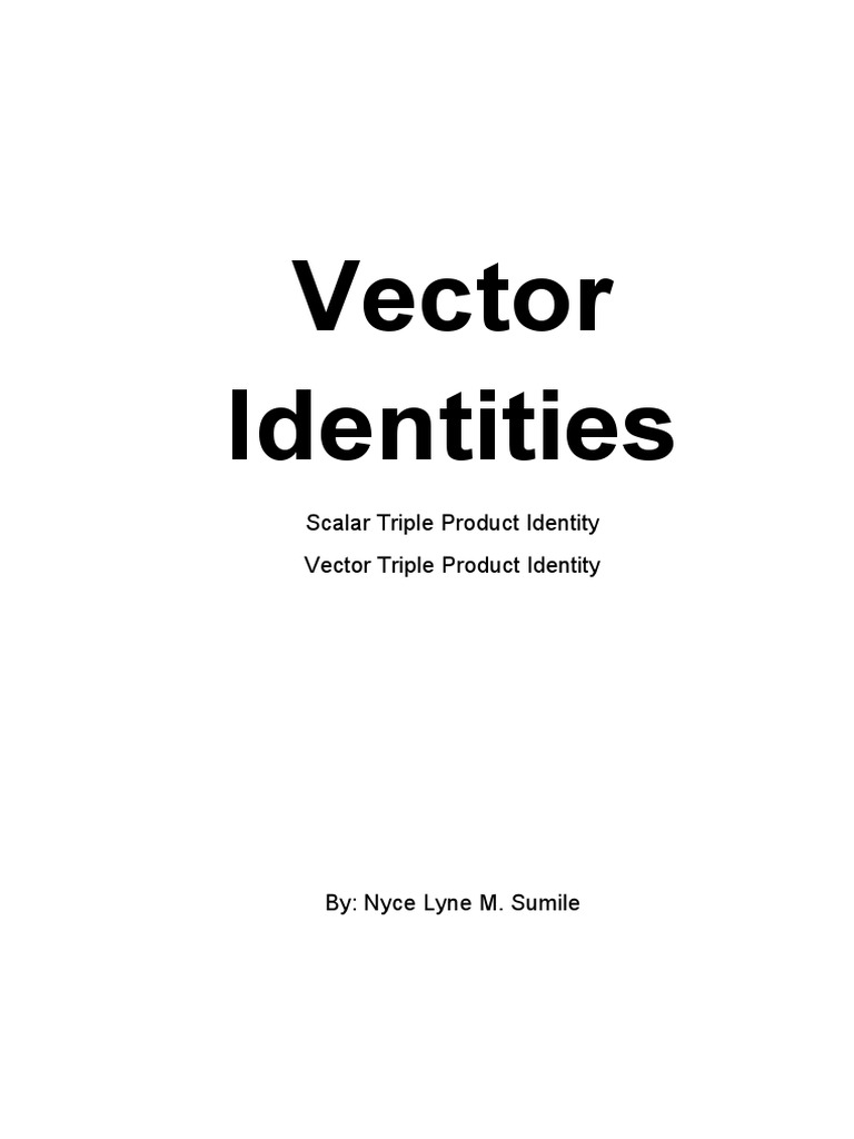 Vector Identities Pdf Trigonometric Functions Euclidean Vector