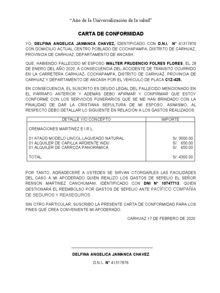 Carta de Conformidad | PDF