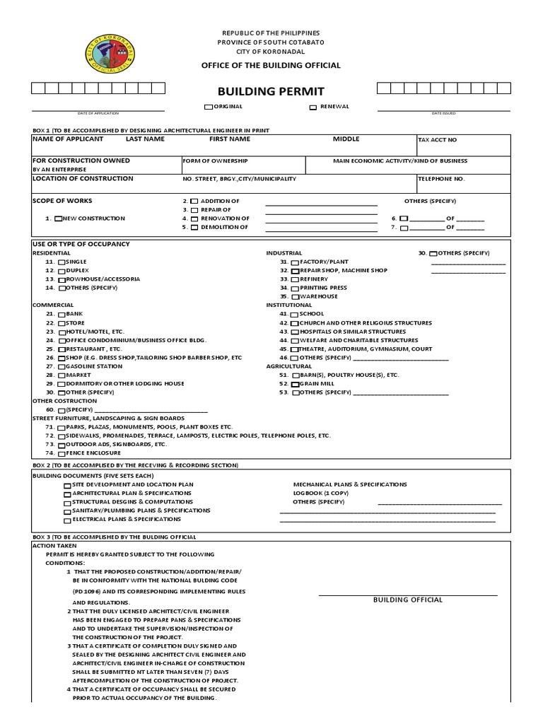 Building Permit Form | PDF | Architect | Civil Engineering