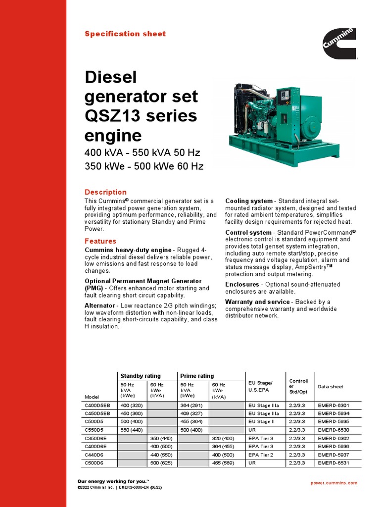 EMERS-5888-EN Model QSZ13 | PDF | Physical Quantities | Power (Physics)