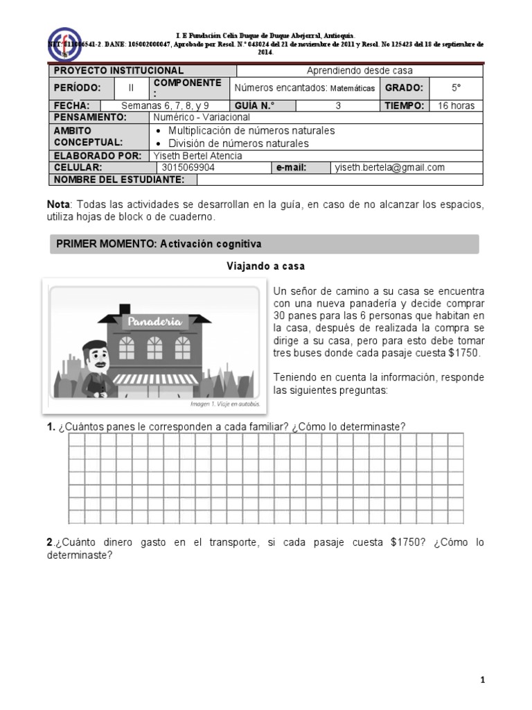 MATEMÁTICAS 5° - Multiplicación y División | PDF | División ...