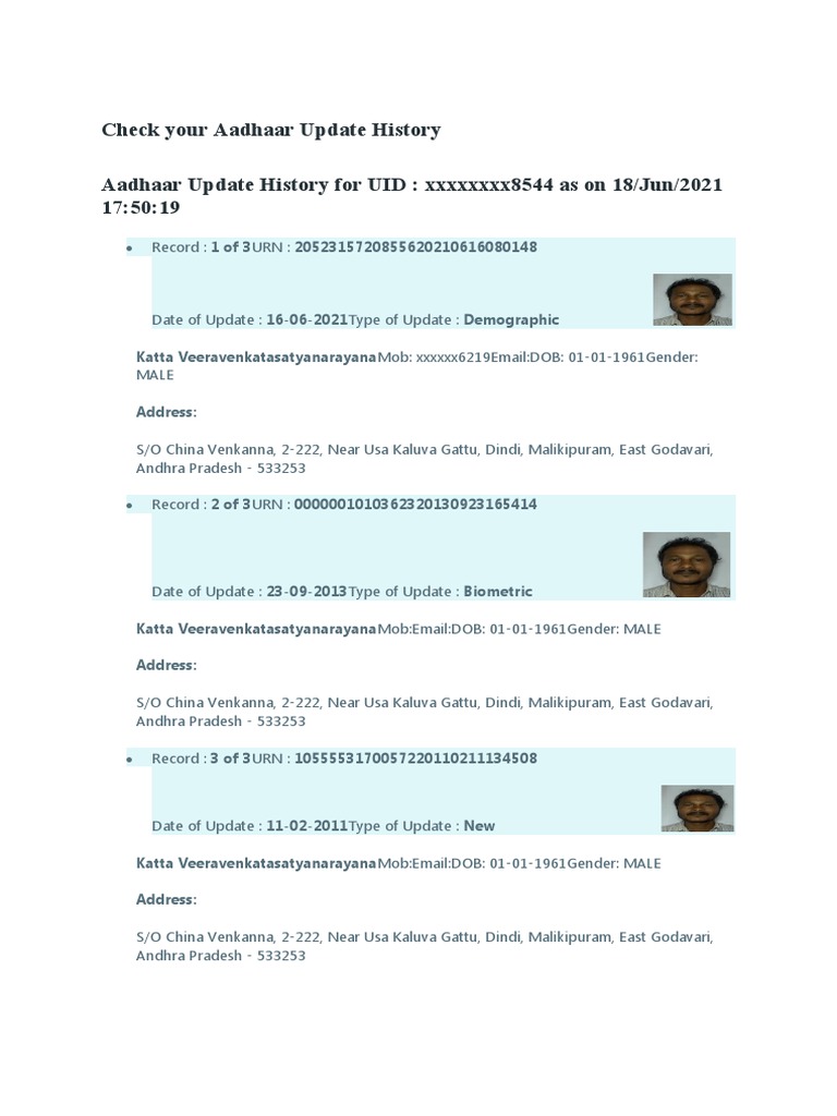 Aadhaar Update History Guide | PDF | Politics