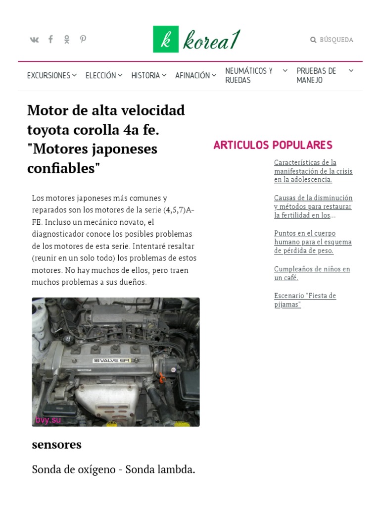 Motor de Alta Velocidad Toyota Corolla 4a Fe. - Motores Japoneses ...