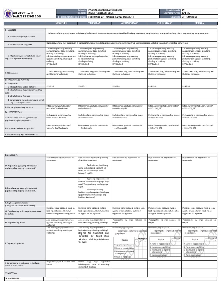 DLL - Epp 4 - Q3 - W4 | PDF