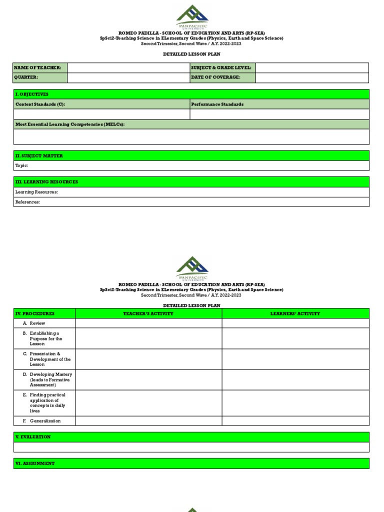 Lesson Plan Template - SCIENCE | PDF