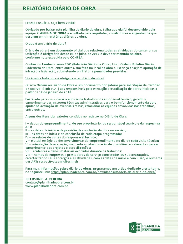 Modelo Rdo-Izabel2 | PDF | Casa e Jardim | Tecnologia e Engenharia