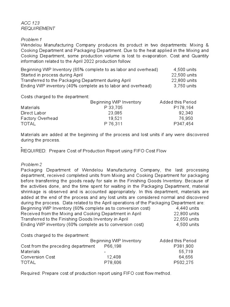 Acc123 Fifo Method | PDF | Inventory | Secondary Sector Of The Economy