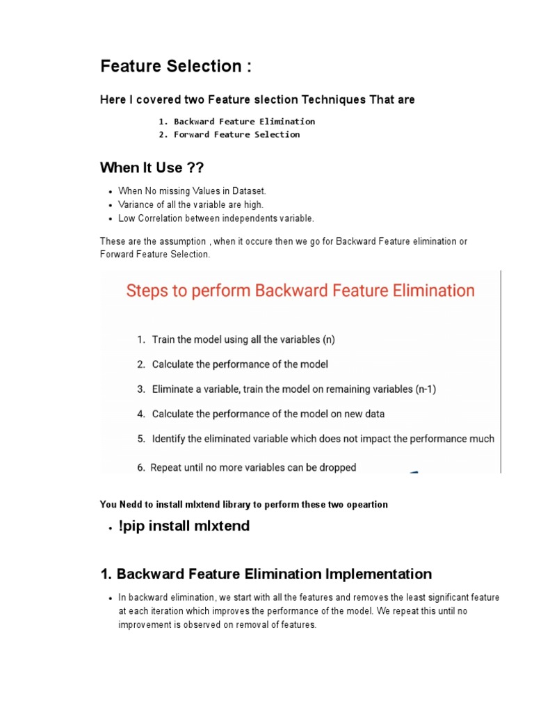 Backward Andand Forward Feature Selection Part 2 Pdf Applied Mathematics Statistical Inference
