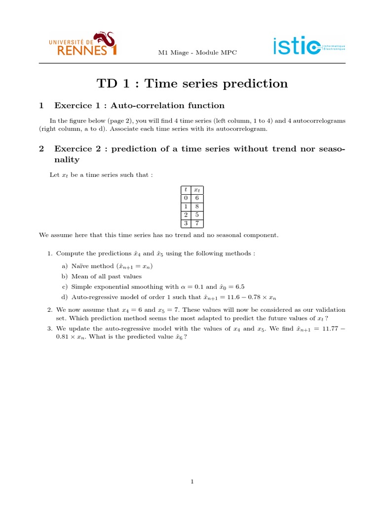td1 2020 PDF | PDF | Time Series | Statistical Inference