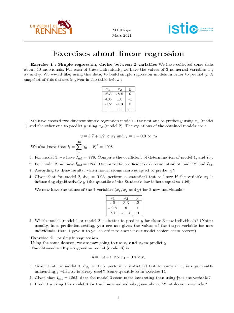 TD Regression | PDF | Regression Analysis | Multivariate Statistics