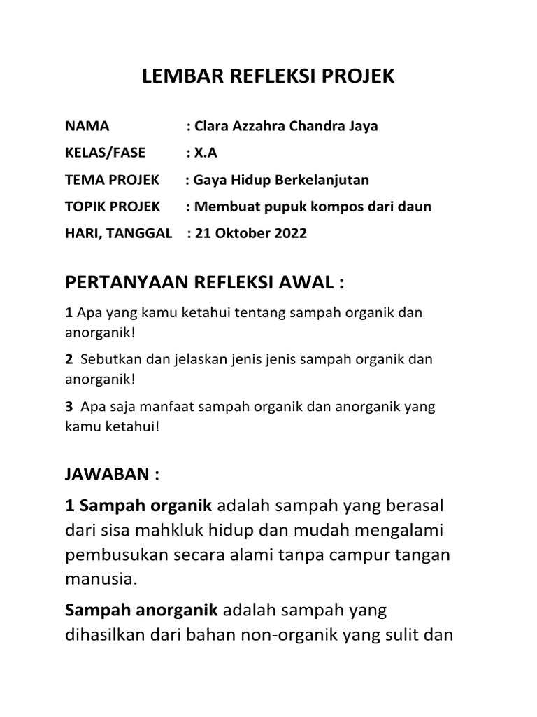 Refleksi Projek | PDF