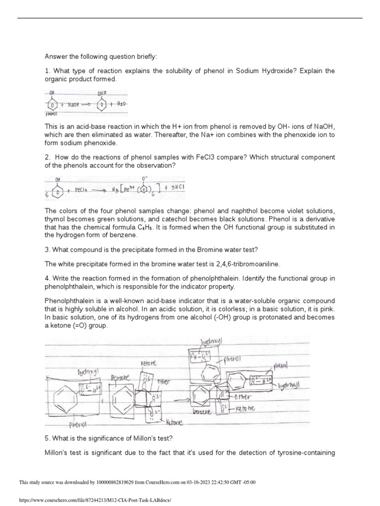 M12 CIA Post Task LAB | PDF | Hydroxide | Chemistry