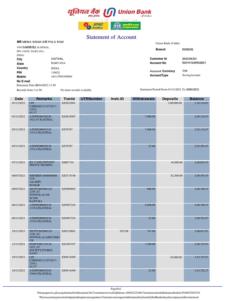 Saving Union Bank | Download Free PDF | Financial Services Companies ...