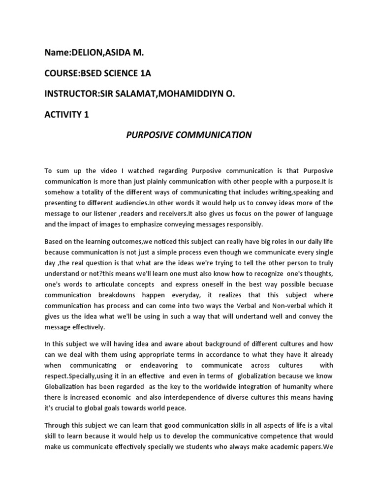 2nd Sem-Puposive Com.1 | Download Free PDF | Communication | Behavioural Sciences