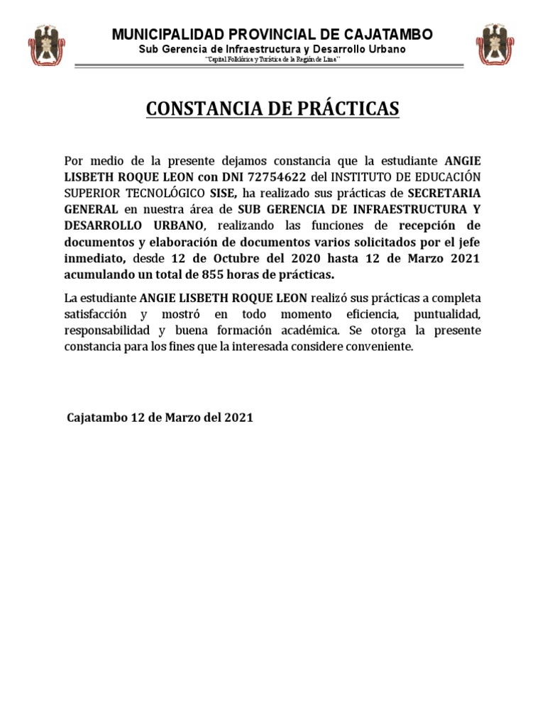 Constancia de Practicas MPC | PDF