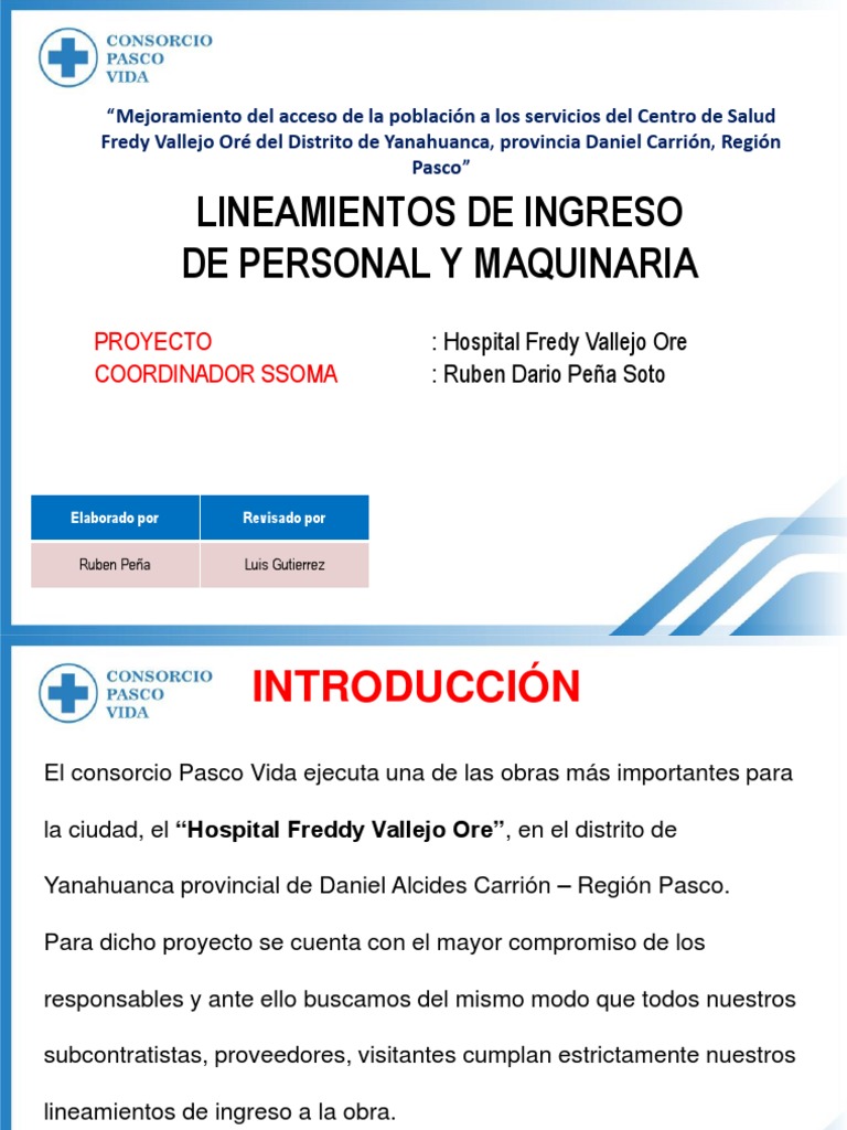 001 Lineamientos de ingreso a obra CPV | PDF