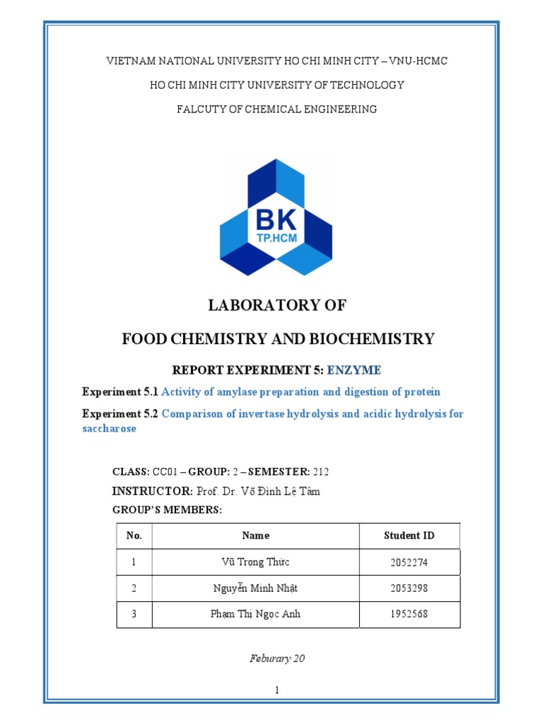 Lab 5 - ENZYME - Vũ Trọng Thức PDF | PDF | Enzyme | Active Site