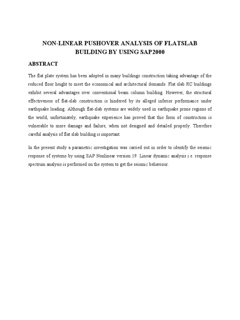 Non-Linear Pushover Analysis of Flatslab Building by Using SAP2000 ...