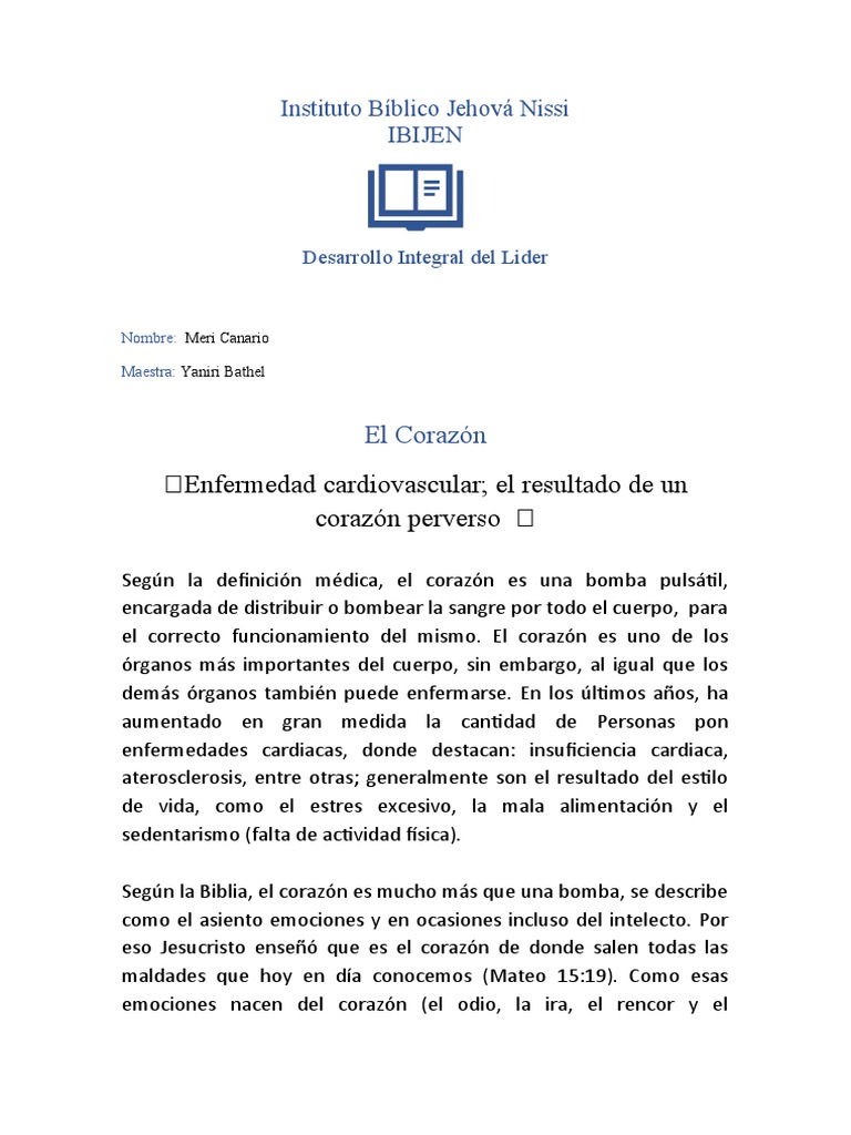 Enfermedad Cardiovascular, El Resultado de Un Corazón Perverso - Meri ...