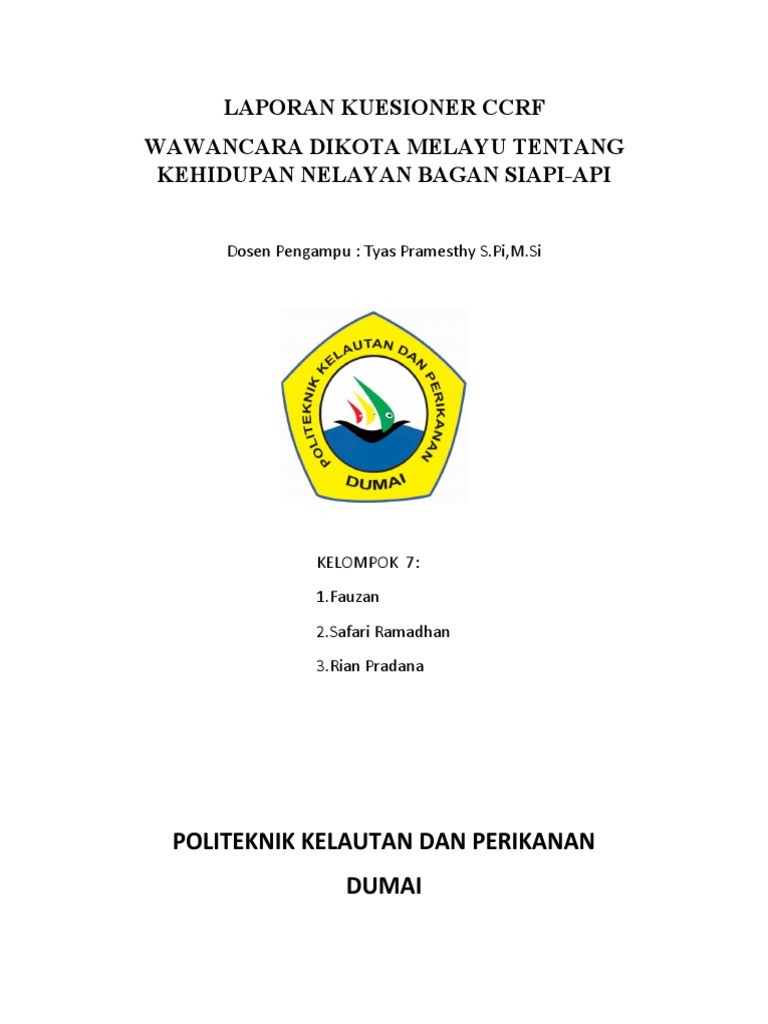 Kuesioner Kehidupan Nelayan Bagan Siapi-api | PDF