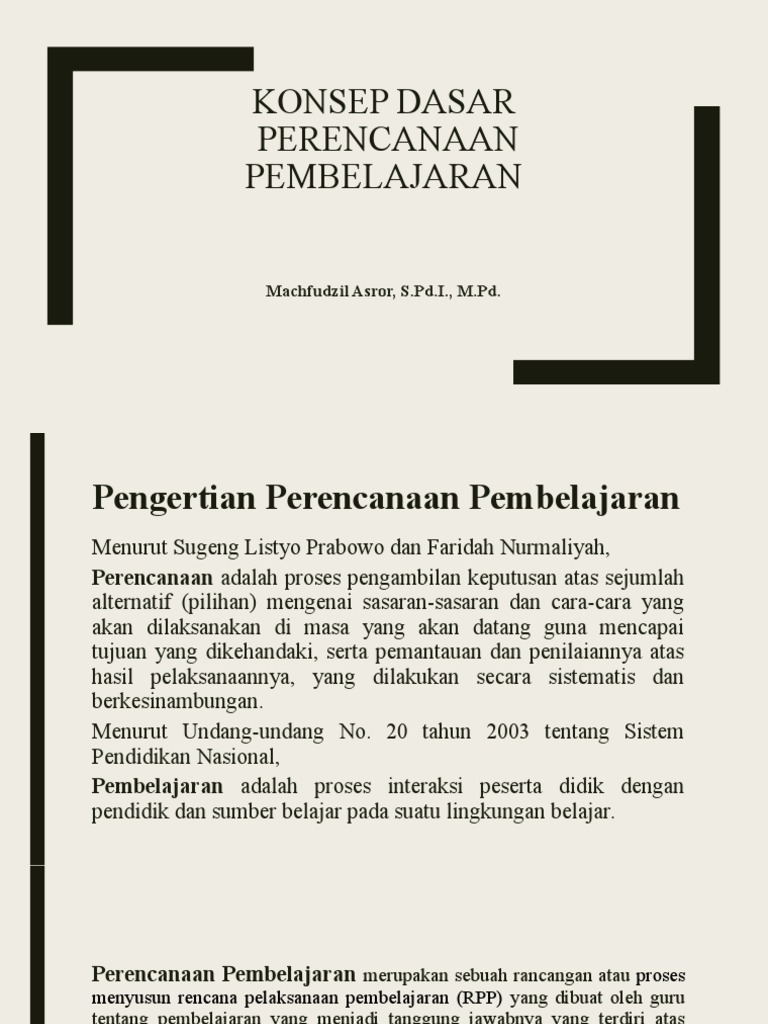 Konsep Dasar Perencanaan Pembelajaran | PDF Konsep Dasar Perencanaan Pembelajaran | PDF