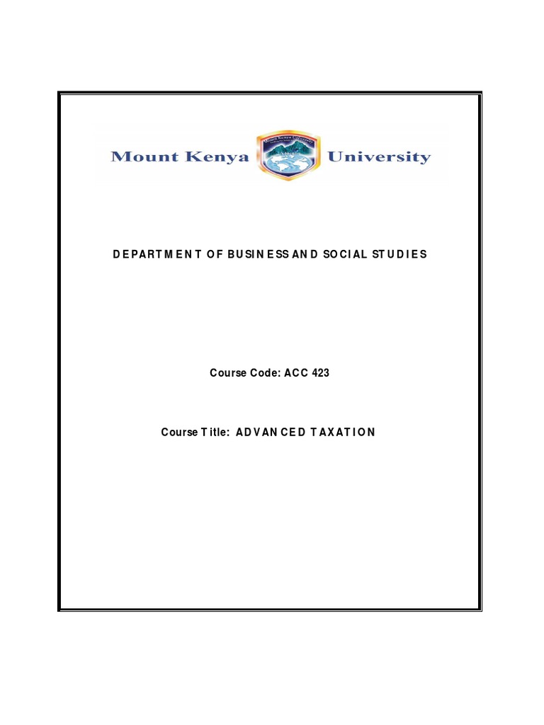 Acc 423 Advanced Taxation | PDF | Cost Of Living | Taxes