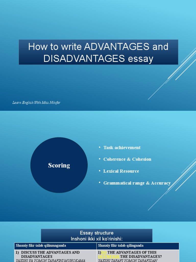Advantages and Disadvantages Essay | PDF | International Student | Learning