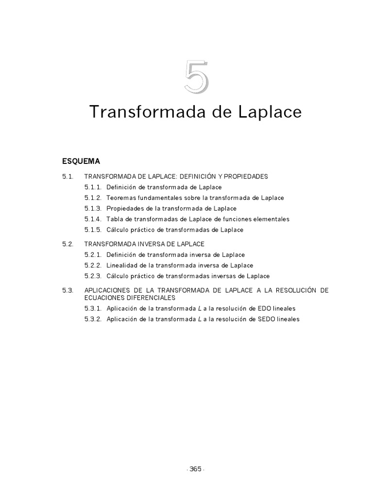 Tema 5 (Transformada de Laplace) PDF | PDF | Ecuaciones | Transformada de Laplace