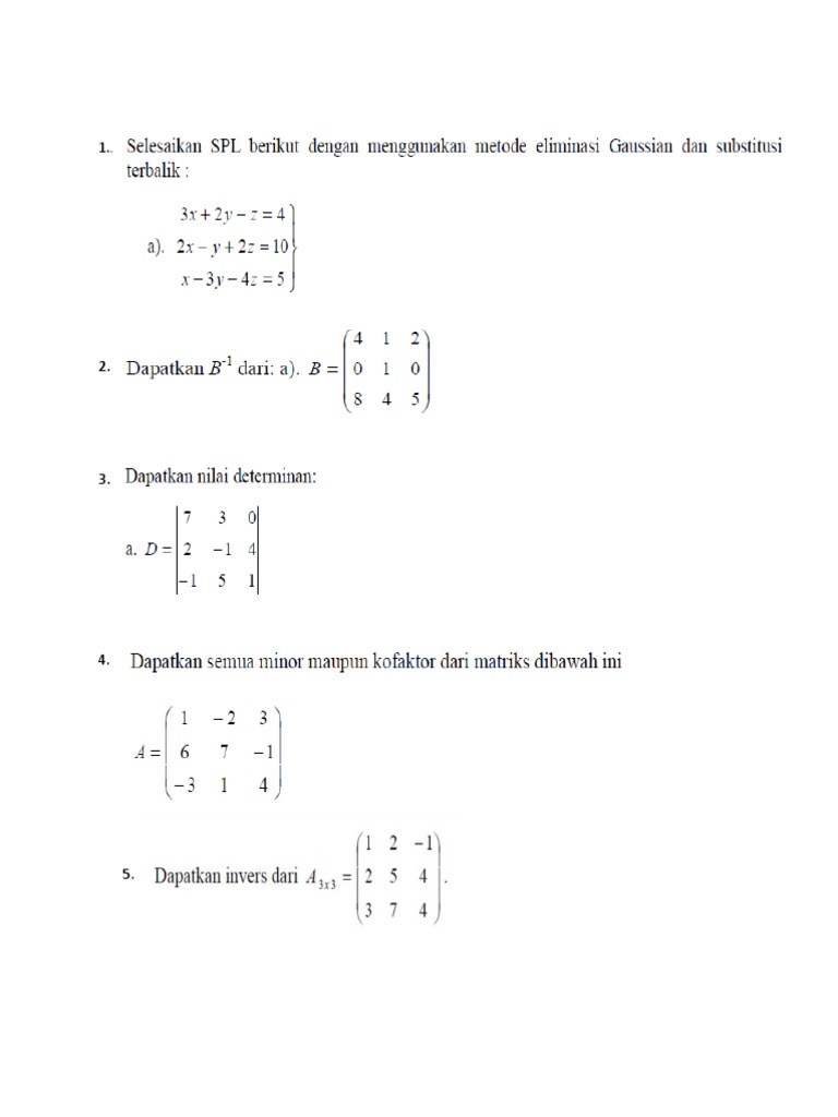 Latihan Soal Aljabar Linear | PDF