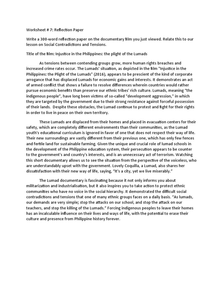 Reflection Paper: The Plight of The Lumads (UCSP) | PDF | Indigenous ...