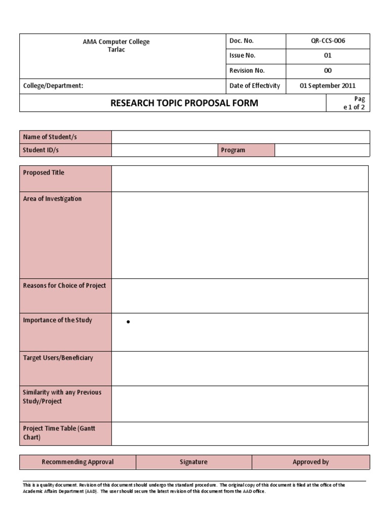 Template Topic Proposal Form | PDF | Computing | Software