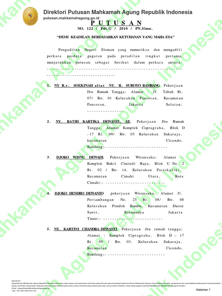 Putusan PN Sengketa Waris | PDF