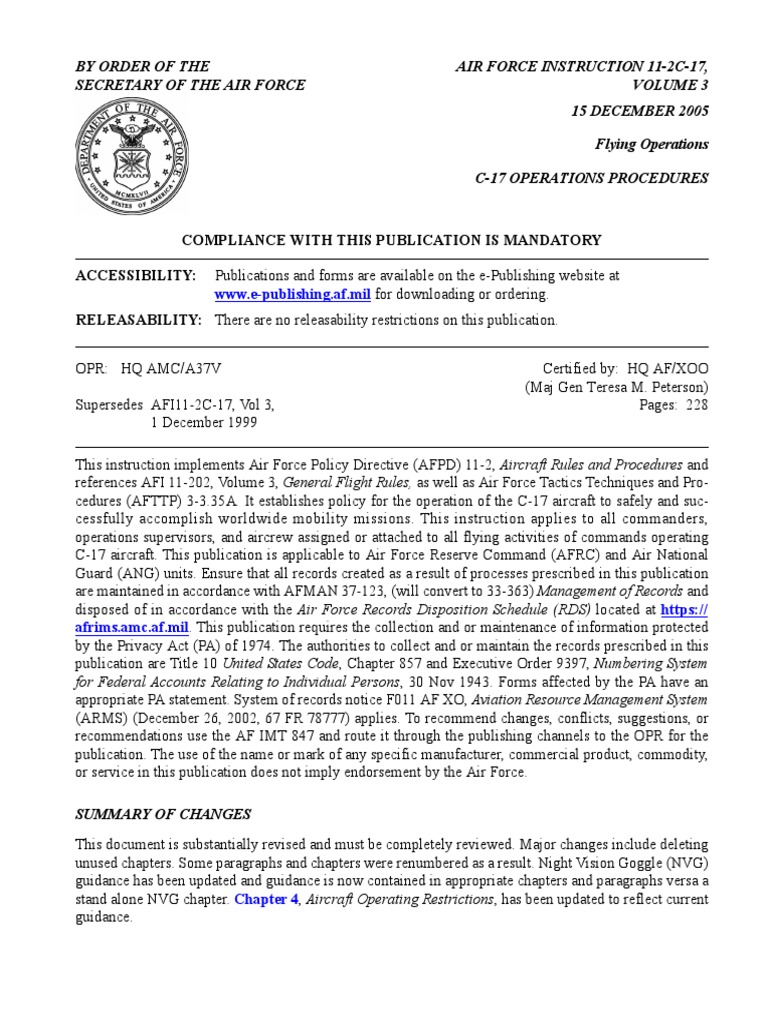 C-17 Operations Procedures Manual | PDF | United States Air Force ...