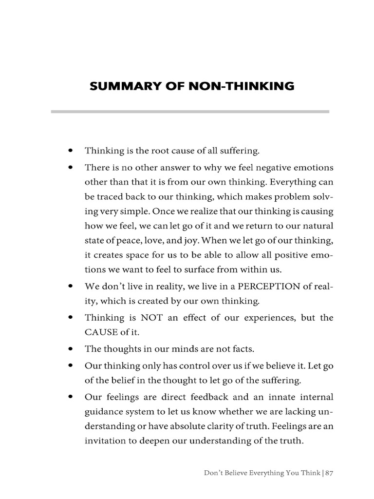 Don't Believe Everything You Think Summary and Guides PDF | PDF