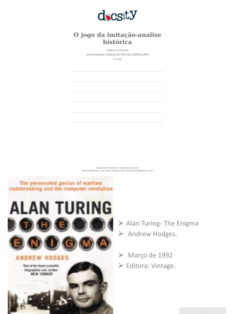 Trabalho Sobre o Filme Jogo Da Imitação | PDF | Alan Turing | Ciência ...