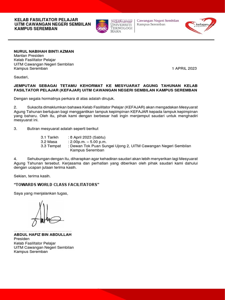 Surat Jemputan Agm PDF | PDF