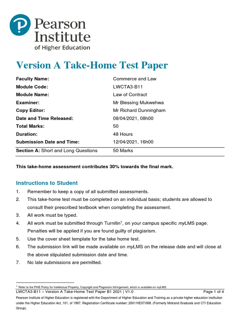 LWCTA3-B11 - Version A Take-Home Assessment - Paper B1 2021 (V1.0 ...