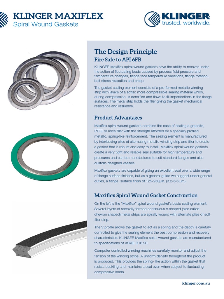 Maxiflex Spiral Wound Gaskets Product Document | PDF | Chemistry ...