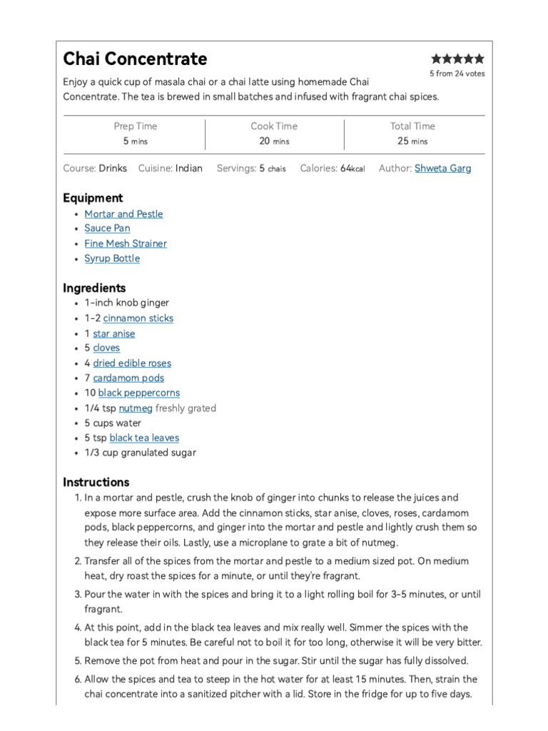 Chai Concentrate Masala And Chai Pdf Pdf Foods Food And Drink