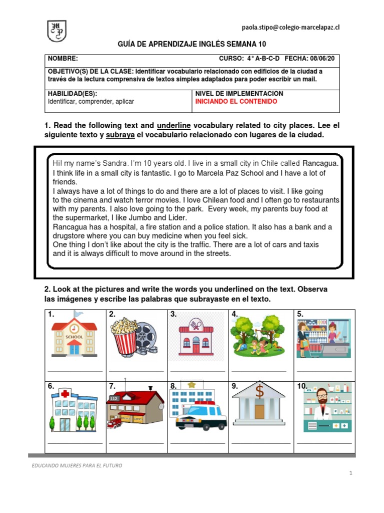 Vocabulario de la Ciudad en Inglés | PDF | Language Arts & Discipline