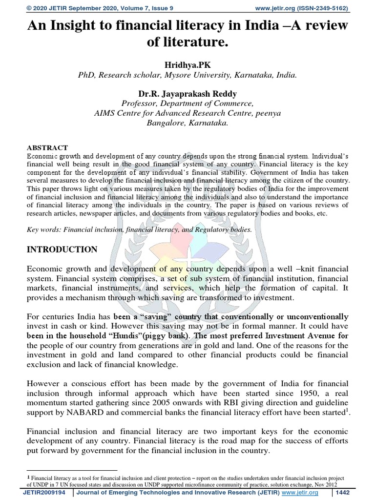 Fin. Literacy | PDF | Financial Literacy | Financial Inclusion